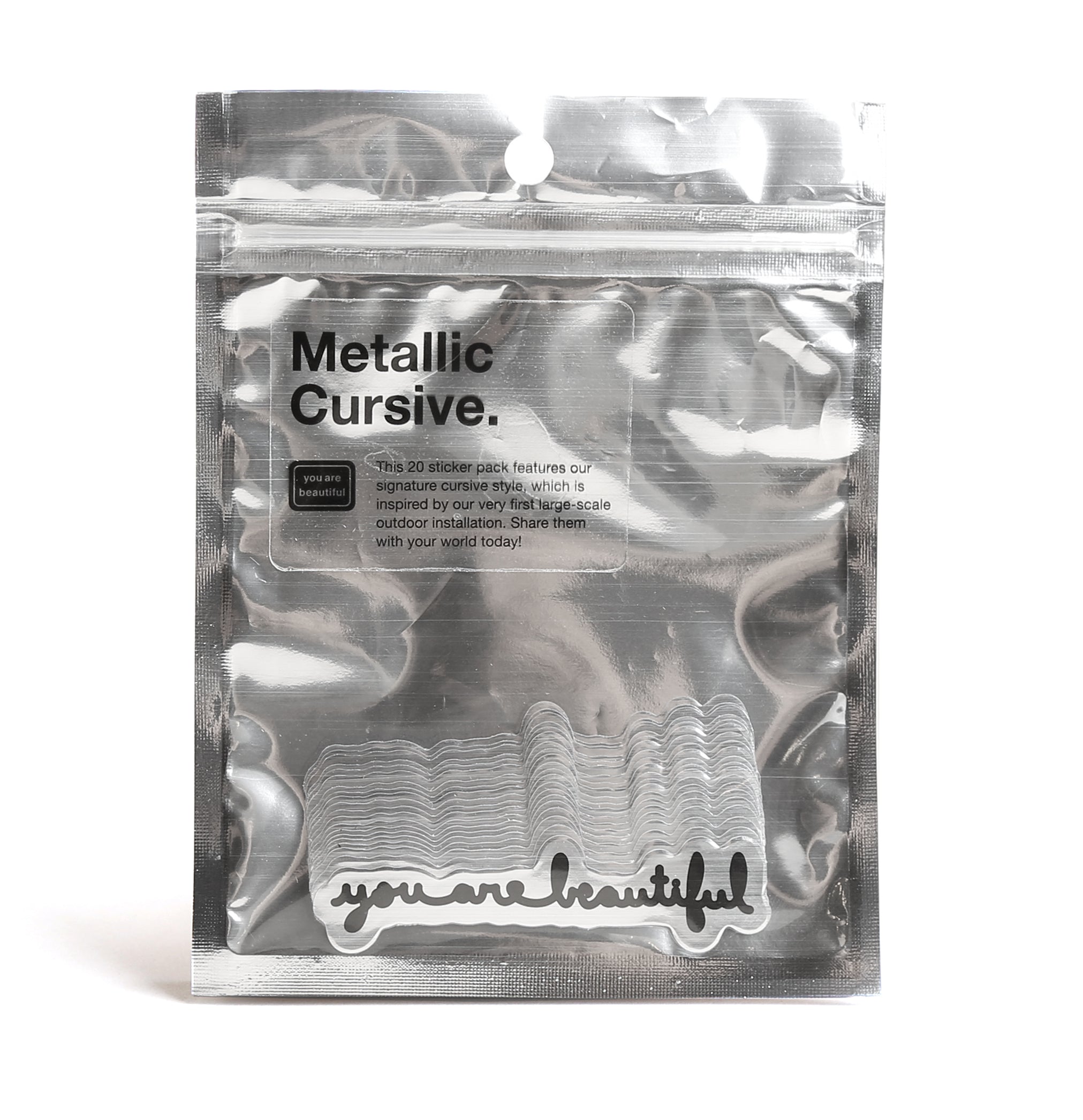 You Are Beautiful Cursive Brushed Stickers