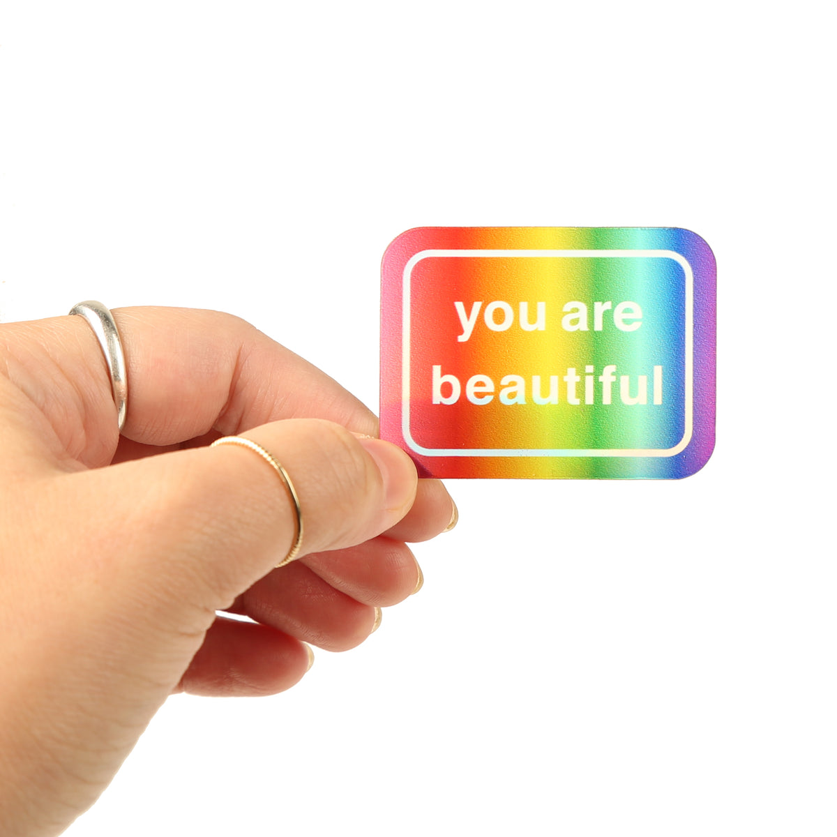 Holographic Rainbow Classic Stickers — You Are Beautiful